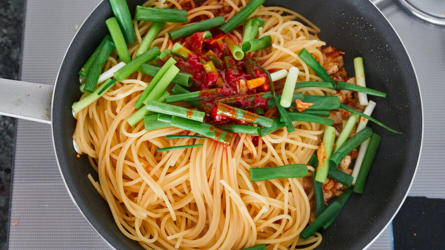 Kimchi Pasta Recipe in Just 10-Minutes - Easy Weeknight Pasta