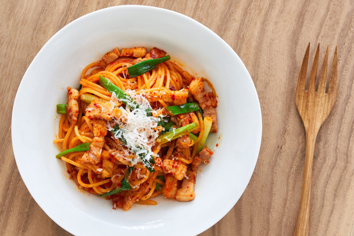 Kimchi Pasta Recipe in Just 10-Minutes - Easy Weeknight Pasta