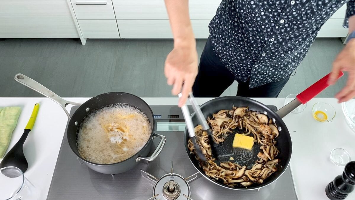 Butter Soy Sauce Pasta with Mushrooms - Japanese Pasta