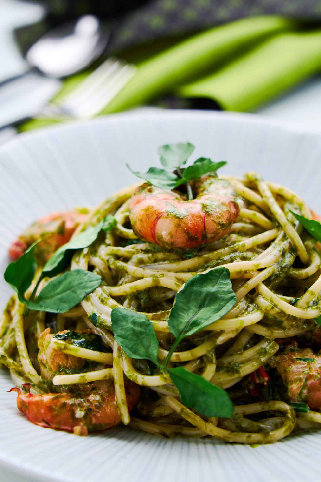 Japanese Shrimp Pasta with Creamy Nori Sauce