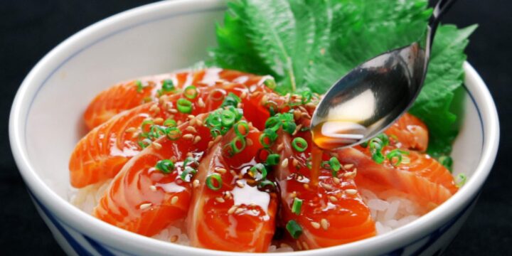 Marinated Salmon Sashimi Donburi
